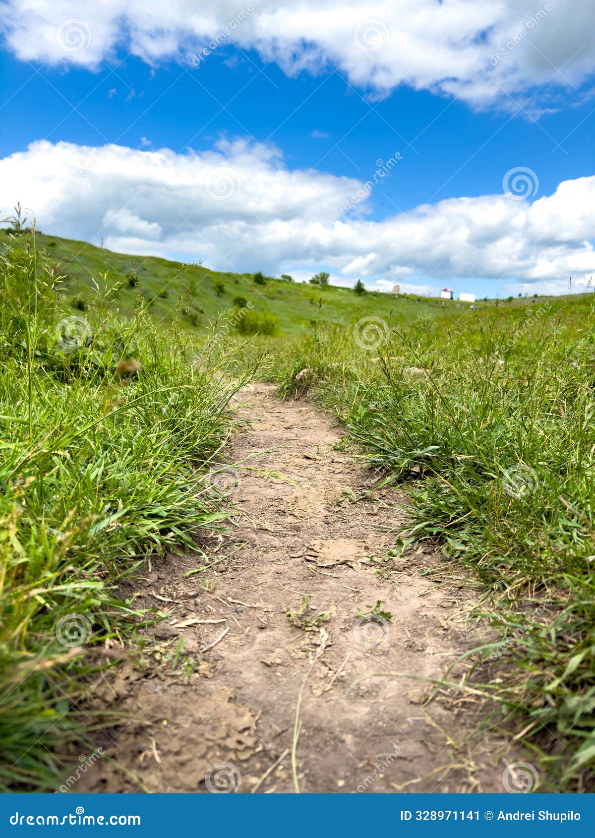 Path on the Hills on Green Grass in Summer Stock Image - Image of path ...
