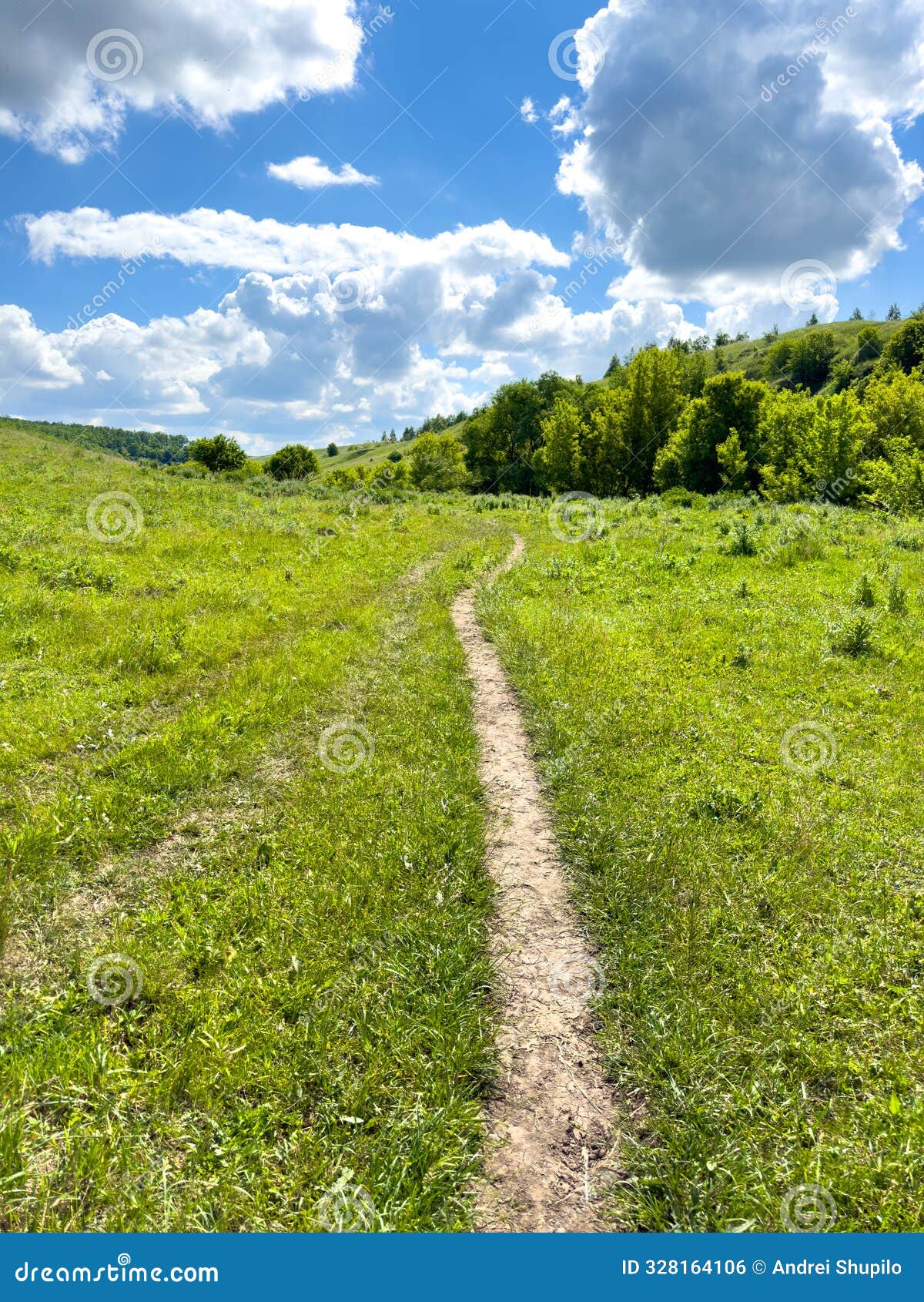 Path on the Hills on Green Grass in Summer Stock Photo - Image of green ...