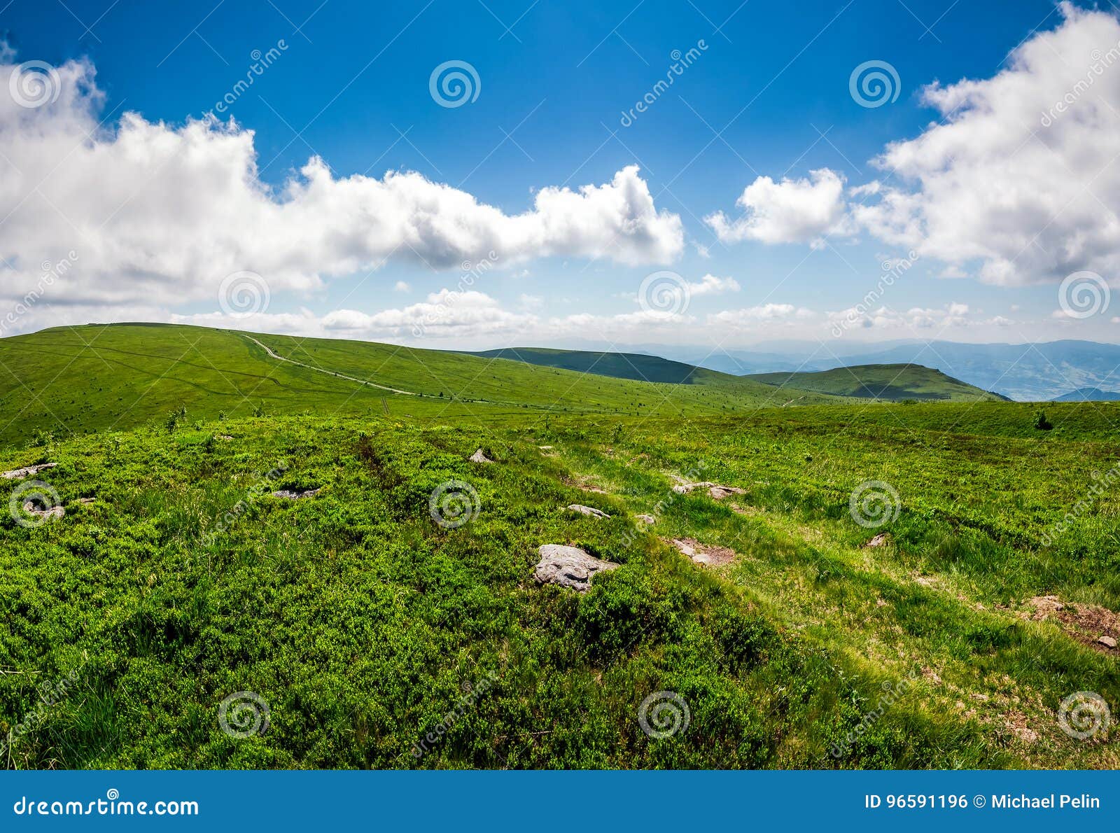 Path through Hillside in High Mountains Stock Photo - Image of high ...