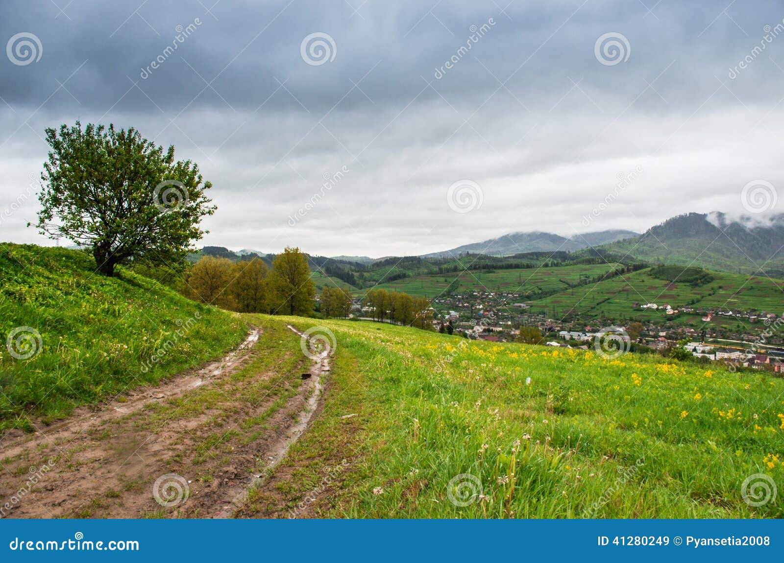Path on hillside stock image. Image of green, path, morning - 41280249