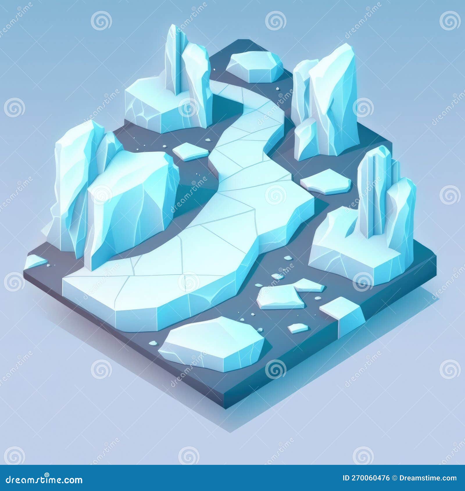 Path of Ice and a Wind of Snow, Isometric Low Poly View AI Generation ...