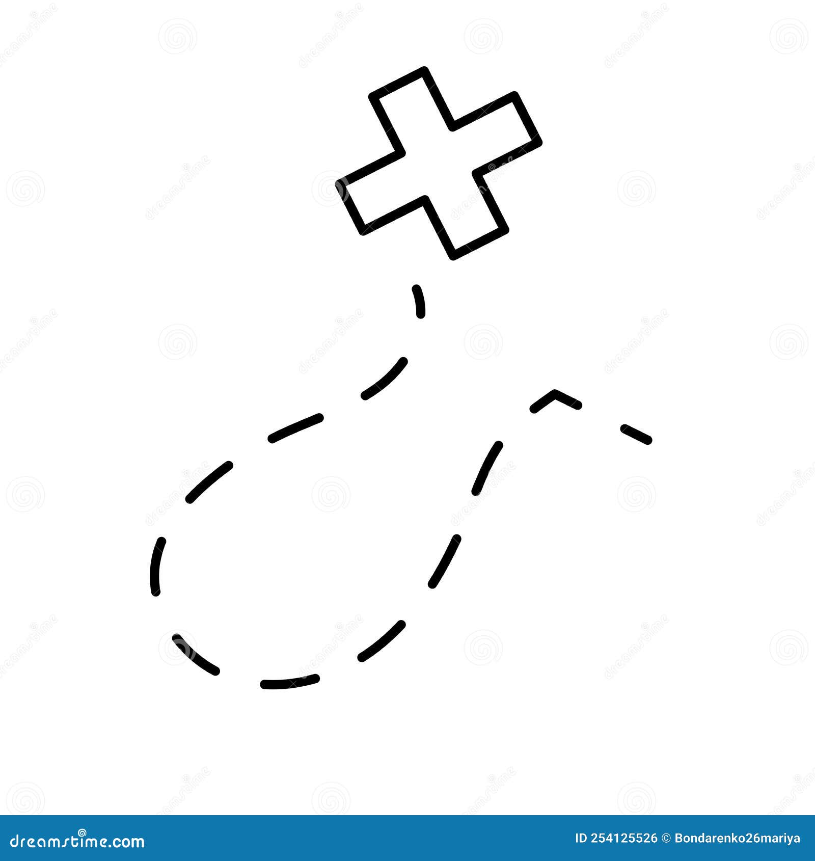 The Path Indicated by the Dotted Line Marked with a Cross. Vector ...