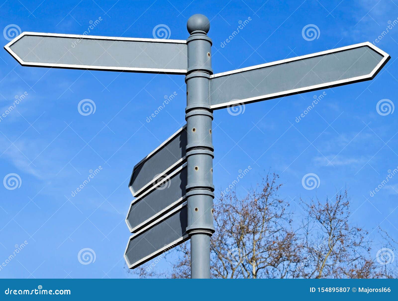 Path Indicator Signs at the Road Crossing Stock Image - Image of arrow ...