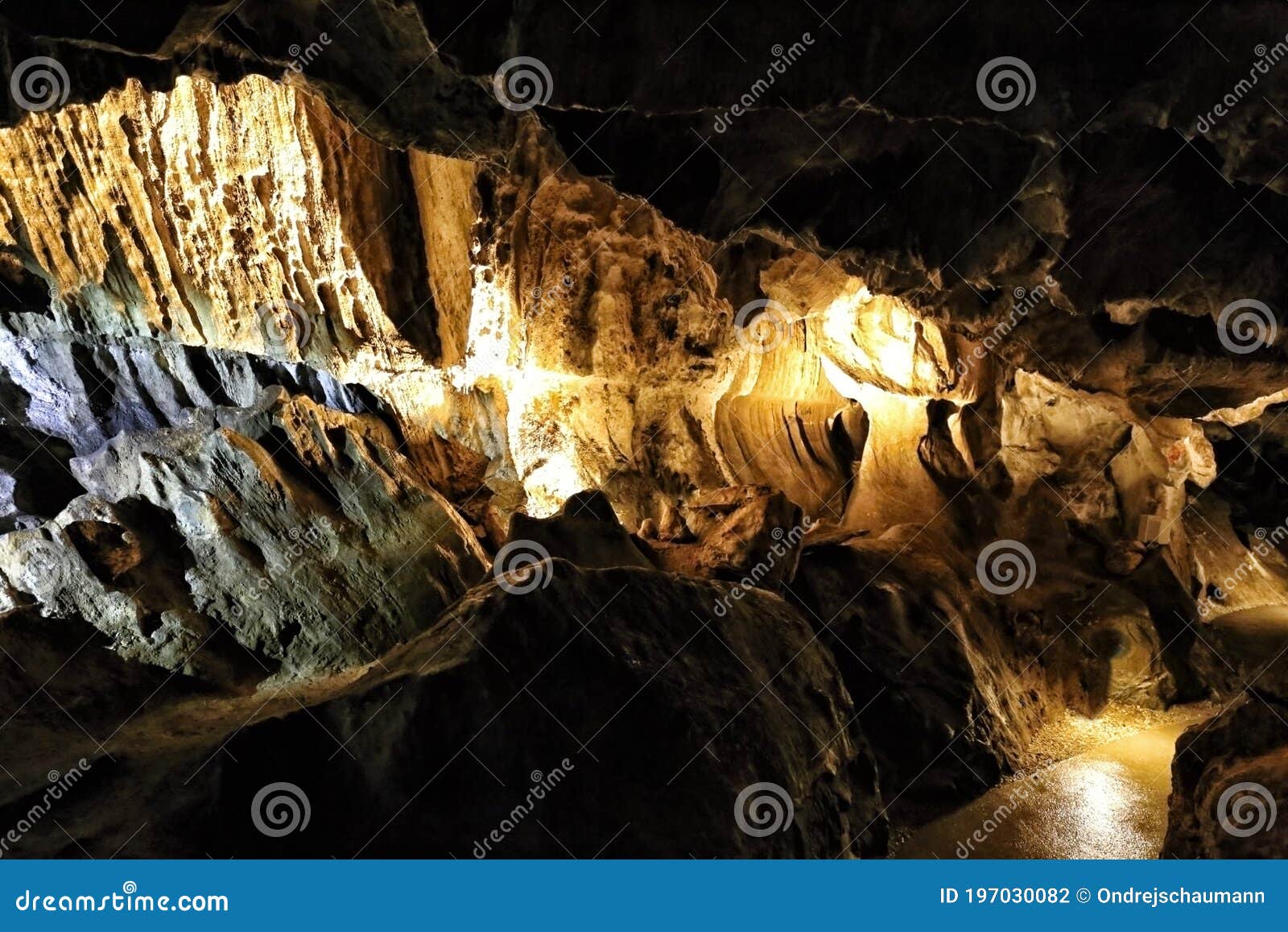 Path Inside Cave with Stone Ornaments and Cracked Walls Stock Photo ...