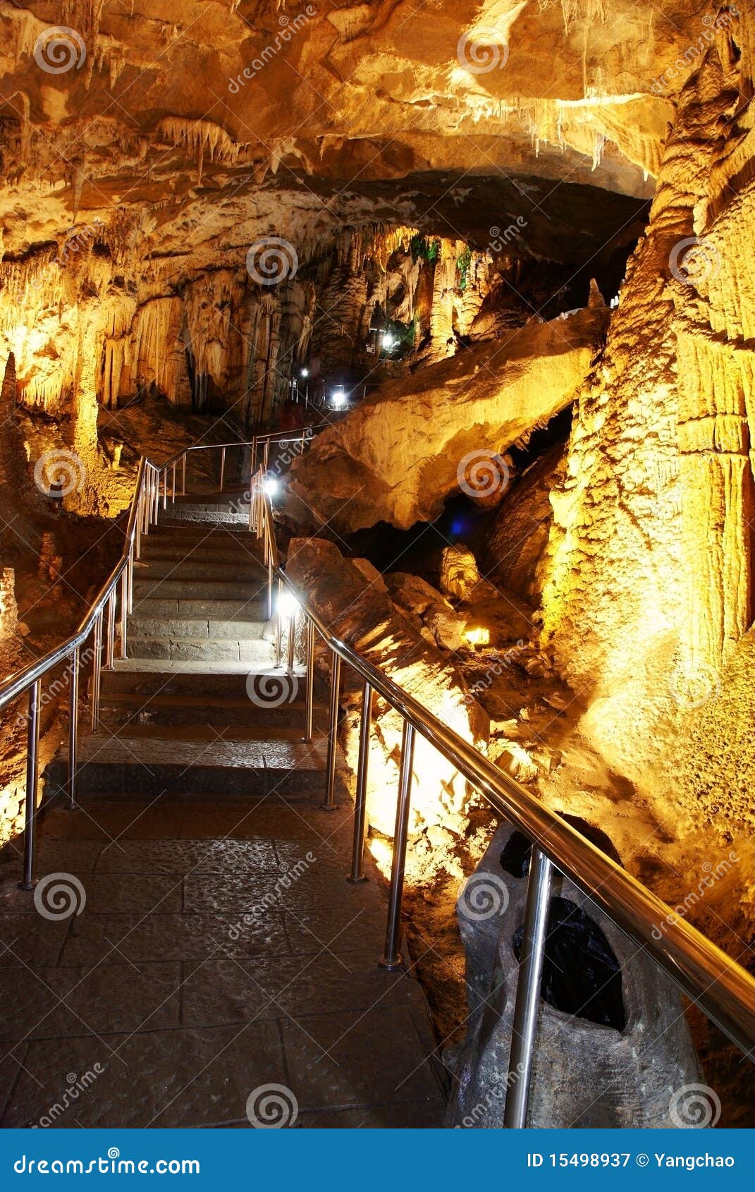 Path in karst cave stock image. Image of rail, chinese - 15498937