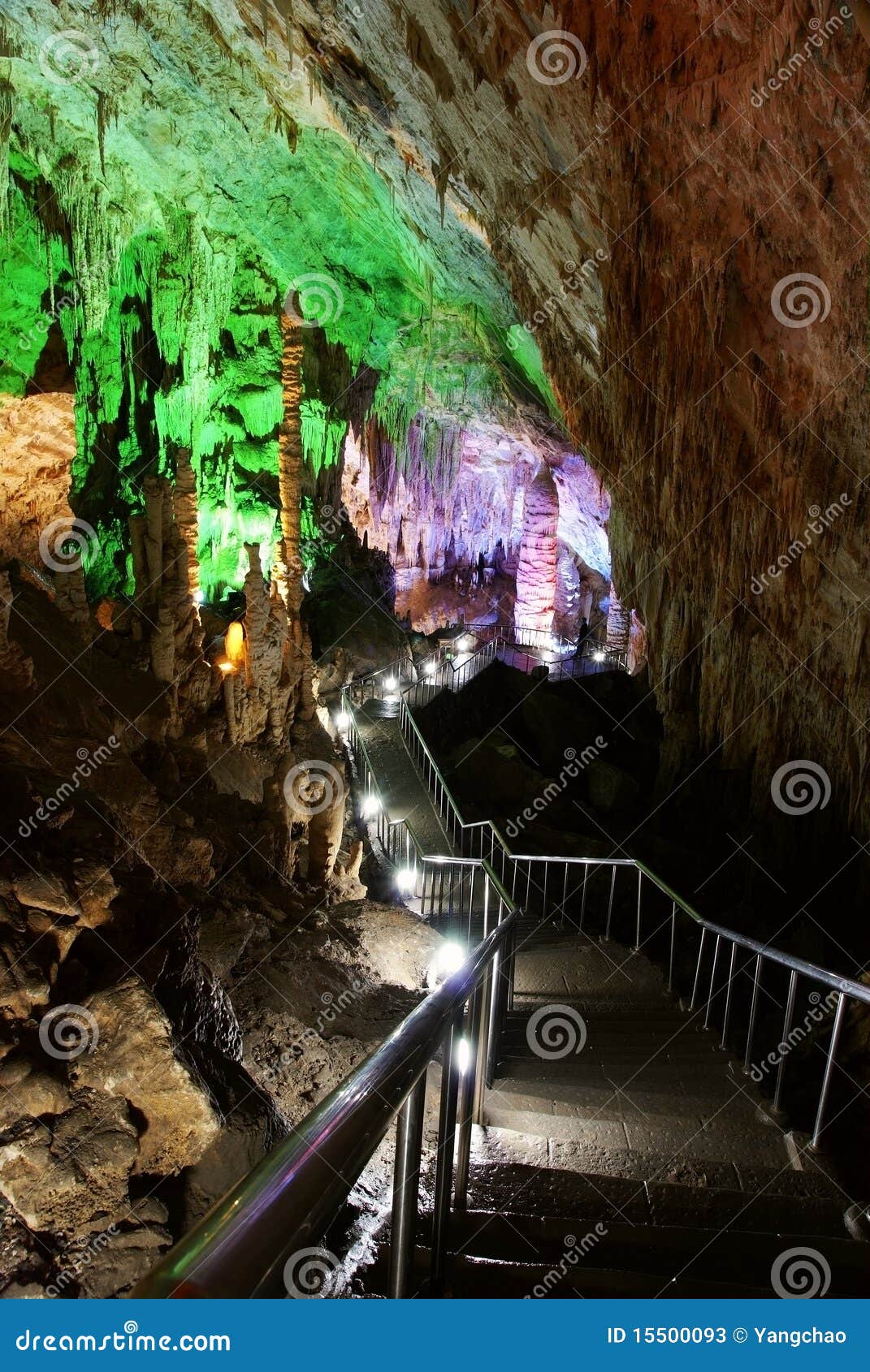 Path in karst cave stock image. Image of cave, railing - 15500093