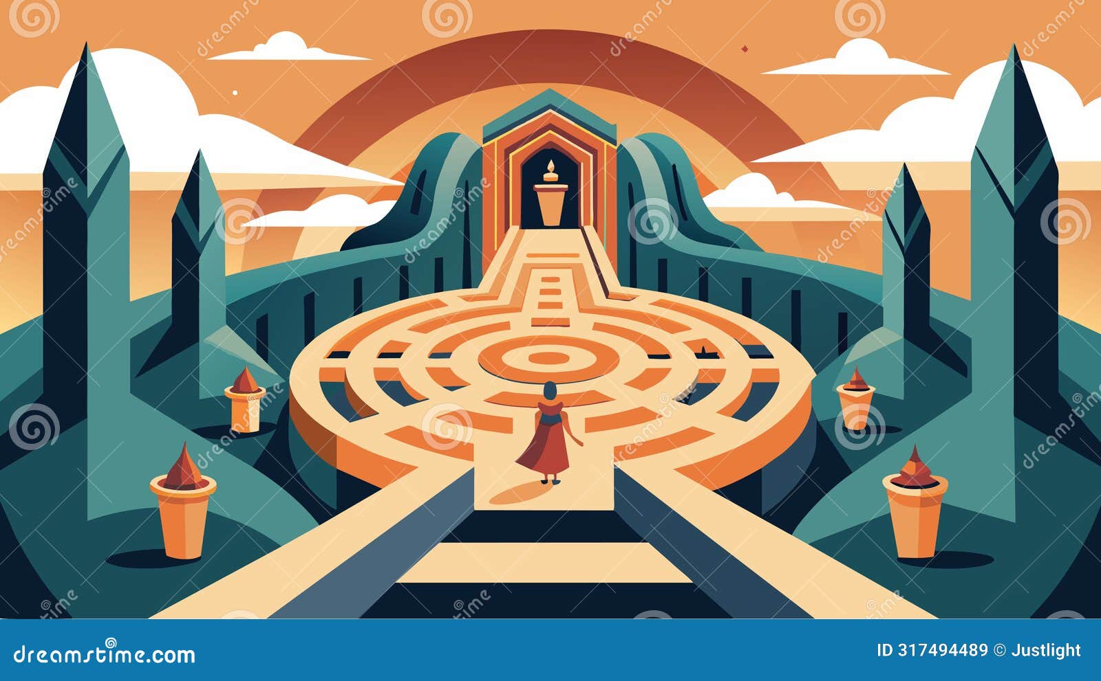 A Path through a Labyrinth with Walls Adorned with Stoic Teachings and ...