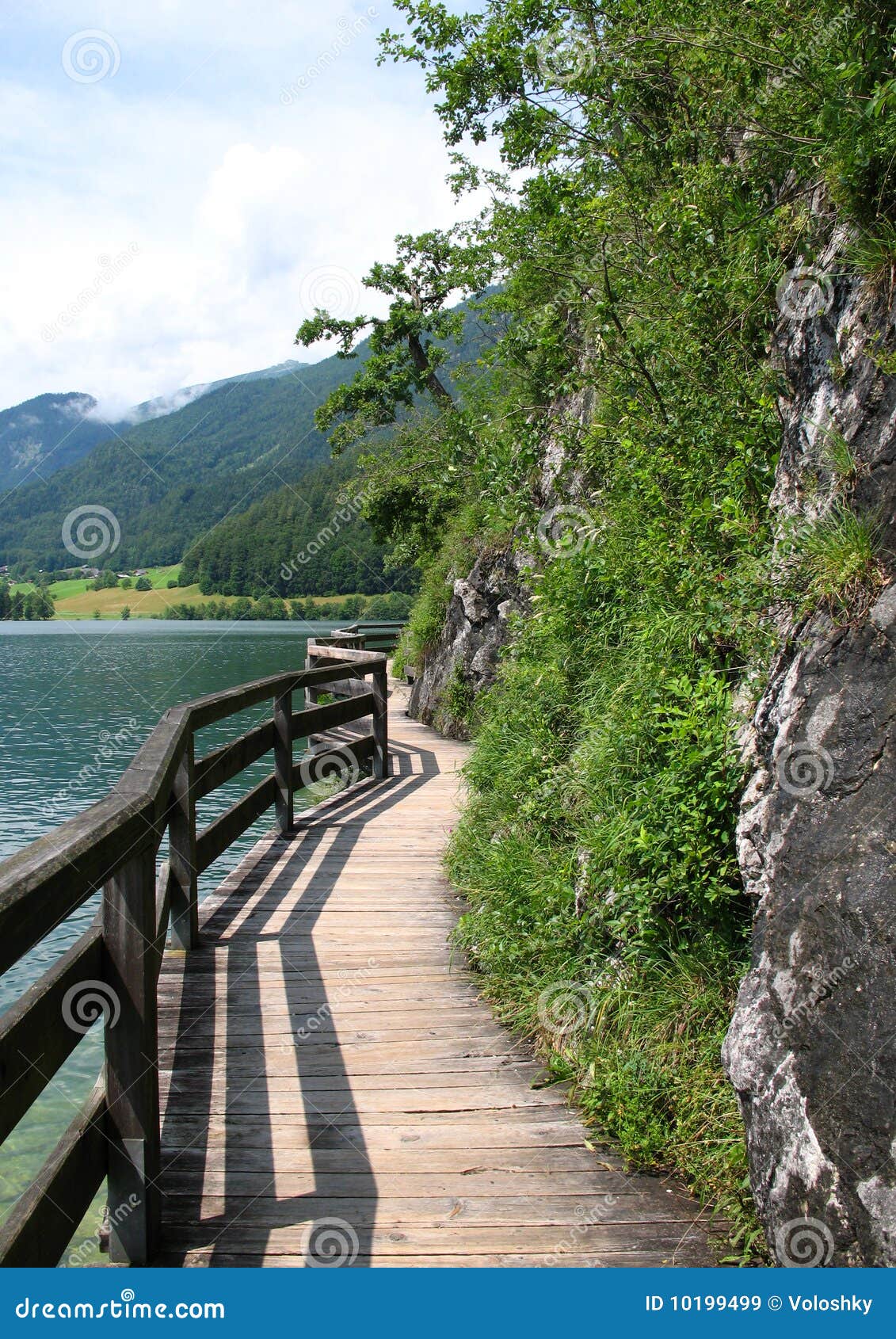 Path between lake and rock stock image. Image of relaxation - 10199499