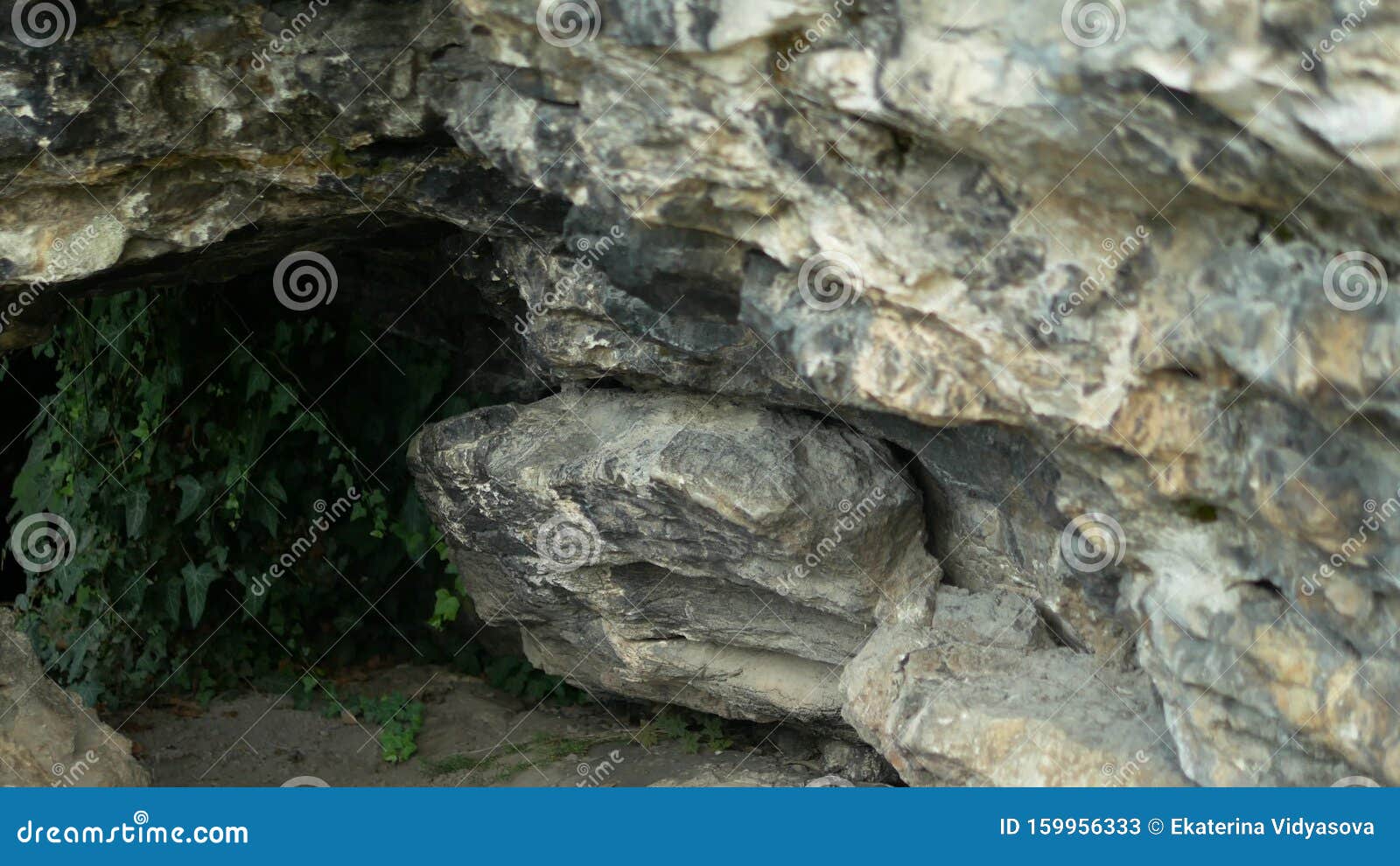 A Path Leading into a Dark Stone Cave Stock Image - Image of natural ...