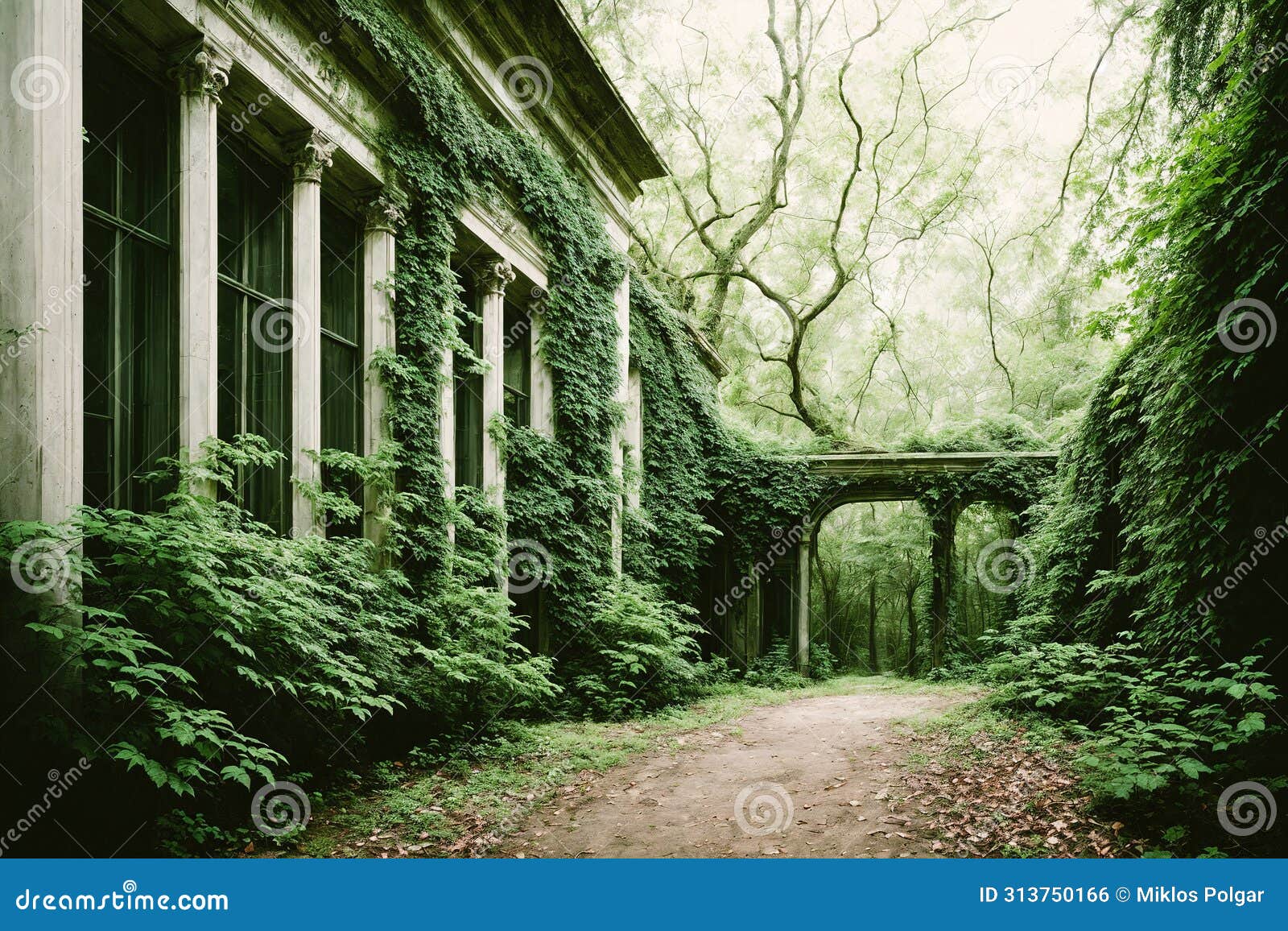 A Path Leading through a Dense, Overgrown Forest with Tall Trees on ...
