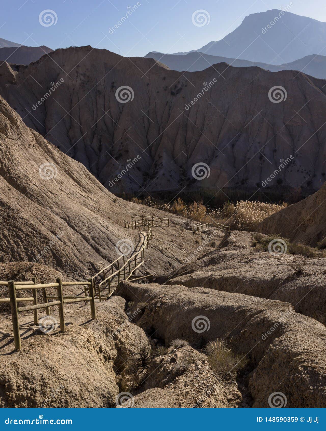 Path Leading Down into the Valley in the Desert Stock Image - Image of ...