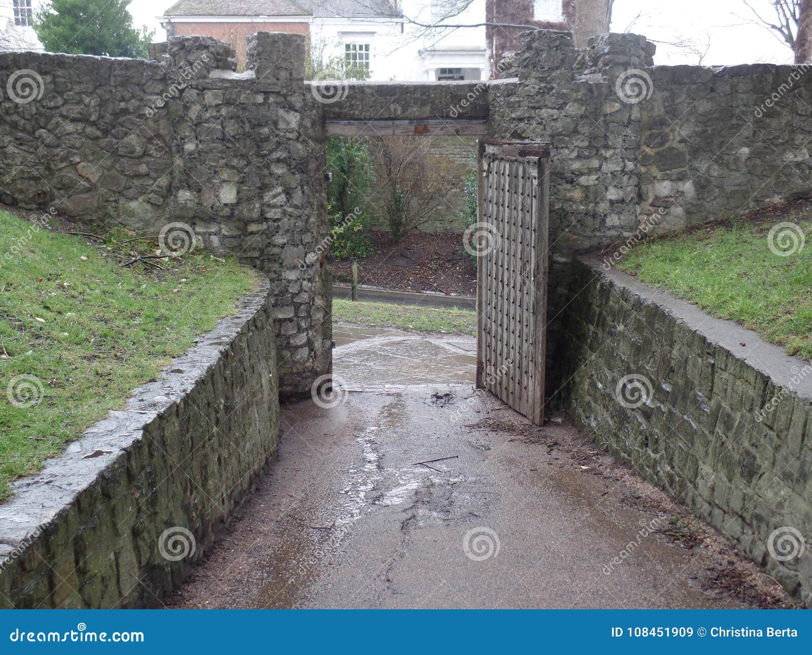 Exiting the Grounds of Rochester Castle, Kent Stock Image - Image of ...