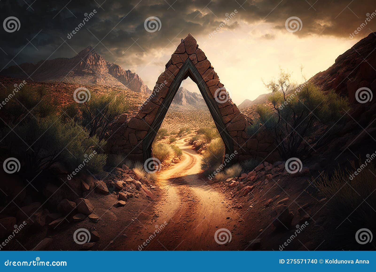 The Path Leads Around the Road Under a Triangular Arch, Created with ...