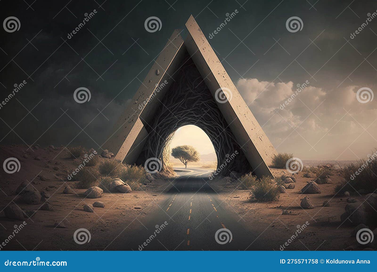 The Path Leads Around the Road Under a Triangular Arch, Created with ...