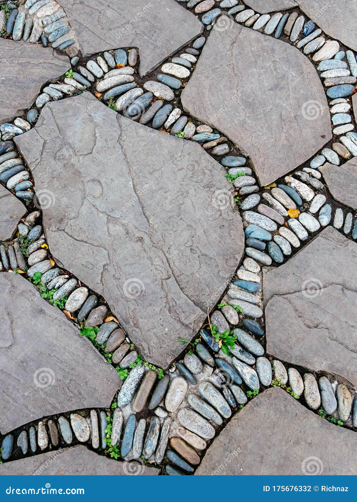 The Path is Lined with Large and Small Stones. Sidewalk Decorated with ...