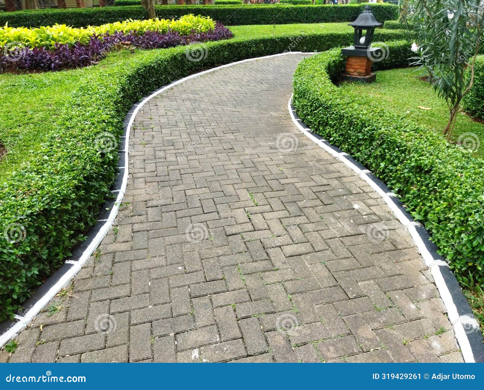 Path in the Middle of the Garden, with Hedges on the Left and Right ...