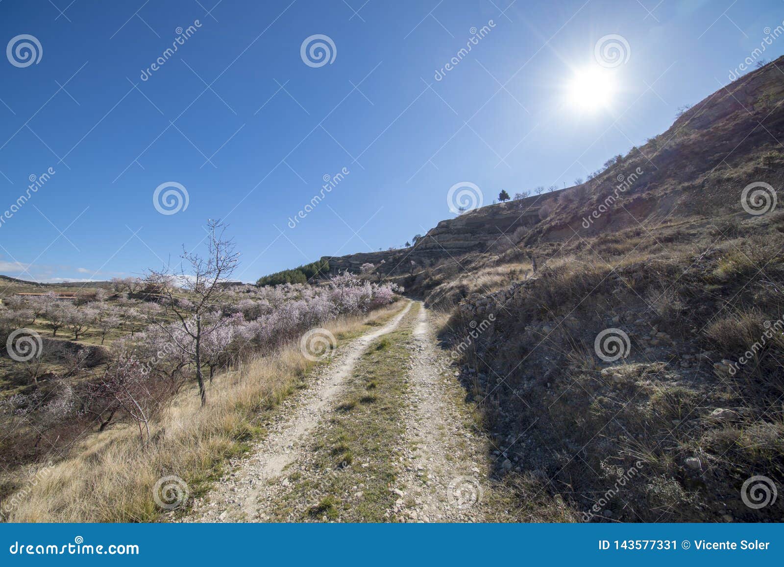 Path through the Mountain Next To the Town of Morella Stock Image ...