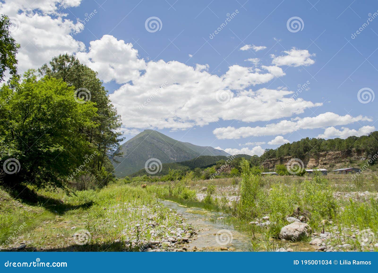 Path in the Mountains with a River Stock Photo - Image of clouds, grass ...
