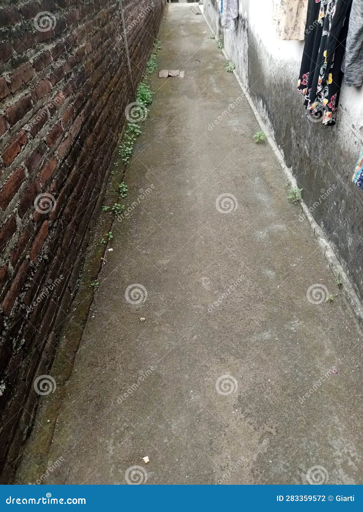 The Path that is Next To the House with a Brick Wall Stock Photo ...