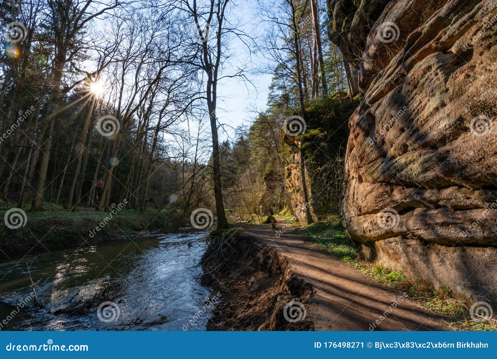 Path Next To a River in the Ravine Schwarzachklamm on Sunny Day Stock ...
