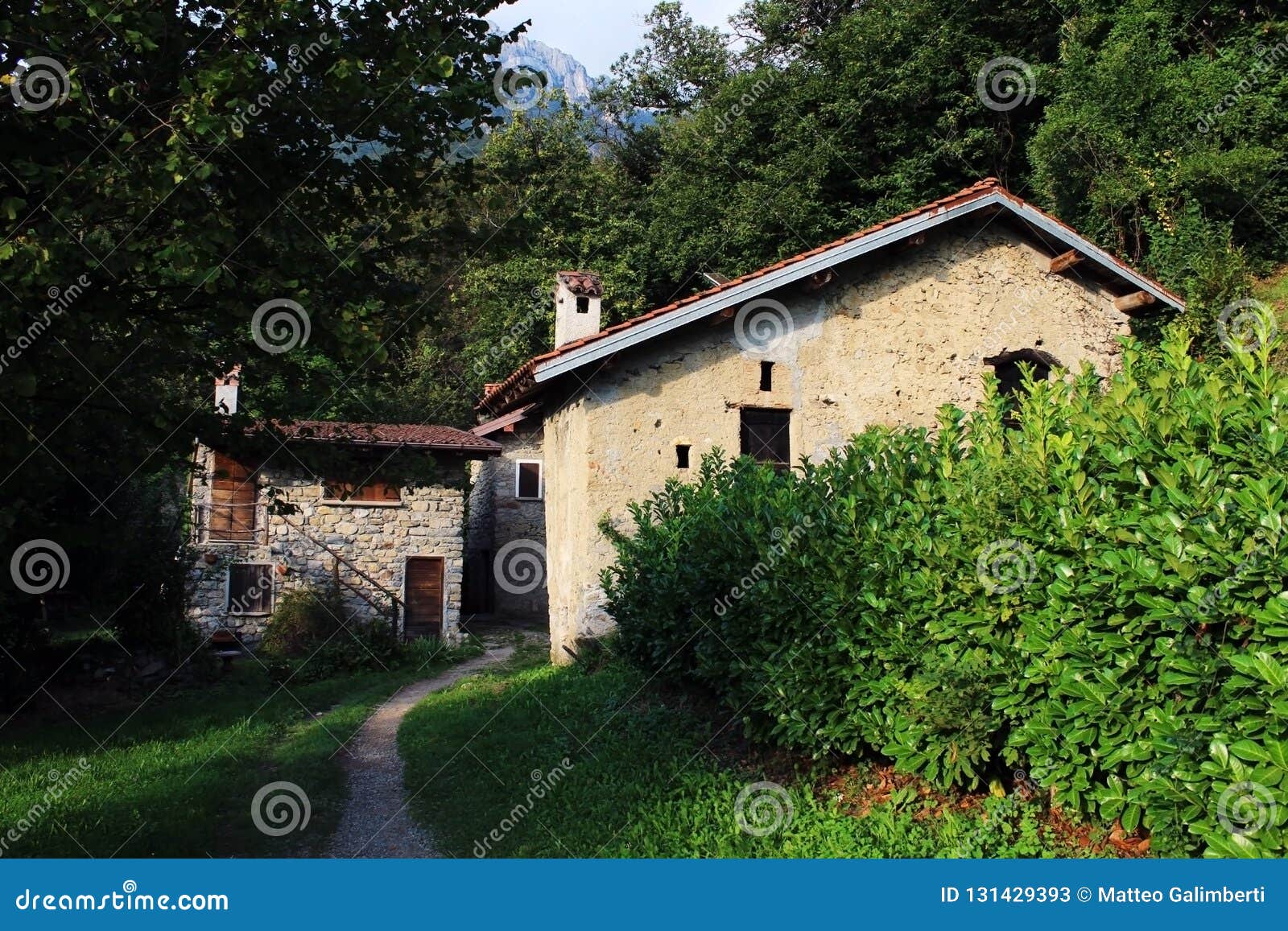 Path and Old Houses in a Rural Village Stock Image - Image of forest ...