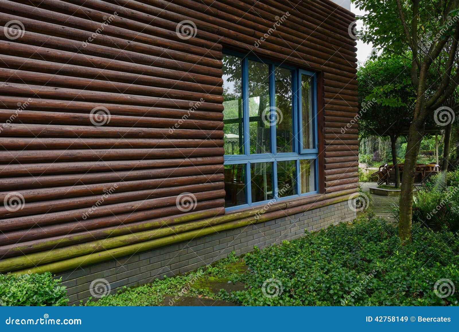 Path Outside Timber-decorated Building Stock Image - Image of shrub ...