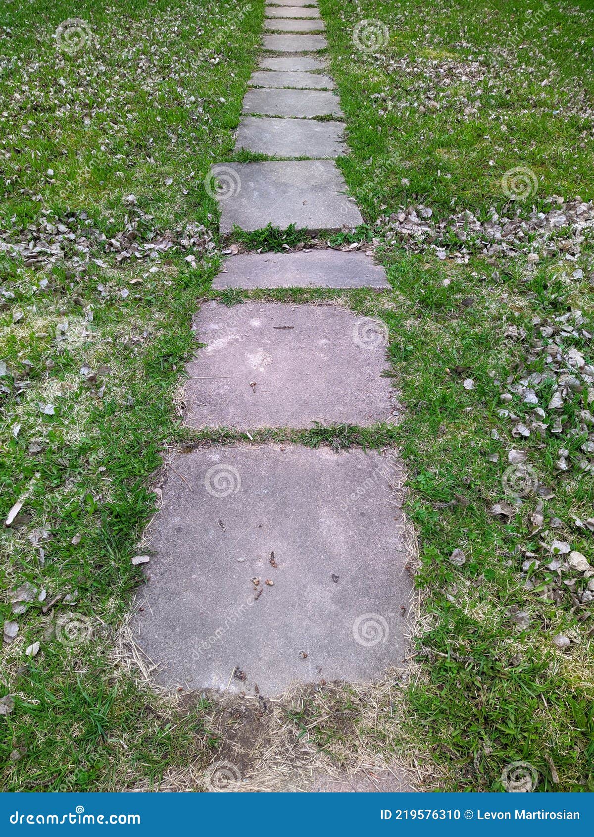 Path in the Park is Made of Concrete Square Slabs Stock Photo - Image ...