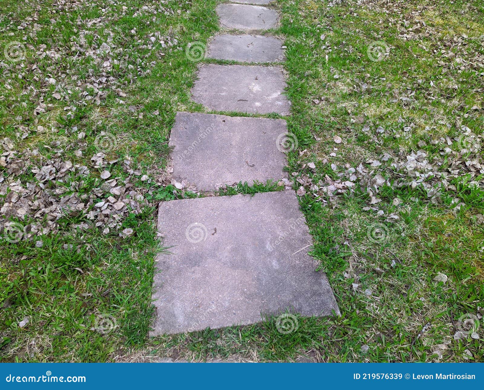 Path in the Park is Made of Concrete Square Slabs Stock Image - Image ...