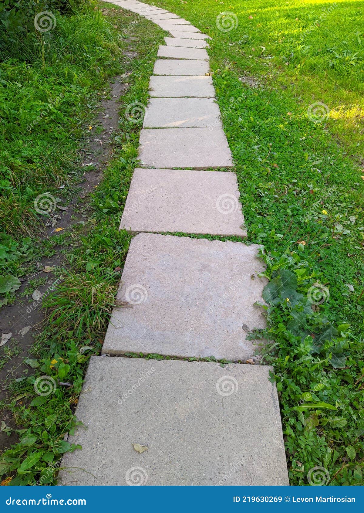 Path in the Park is Made of Concrete Square Slabs Stock Image - Image ...