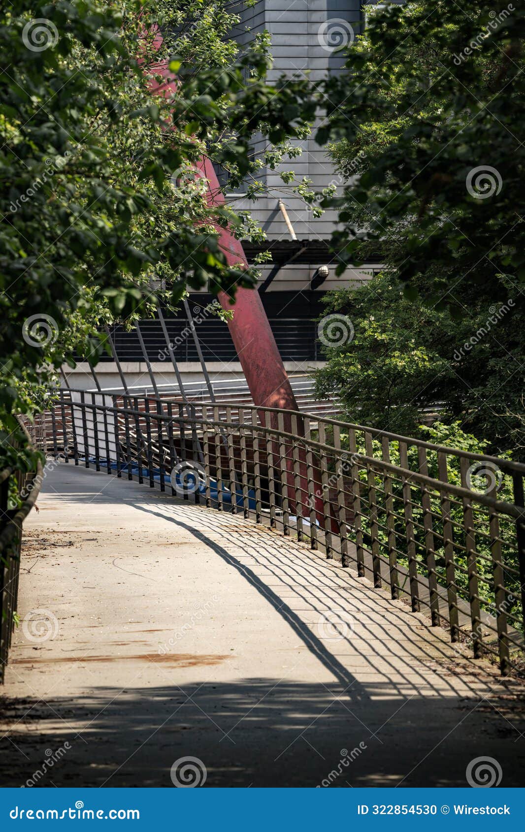 Path in the Park with a Metal Railings on Both Sides Stock Photo ...