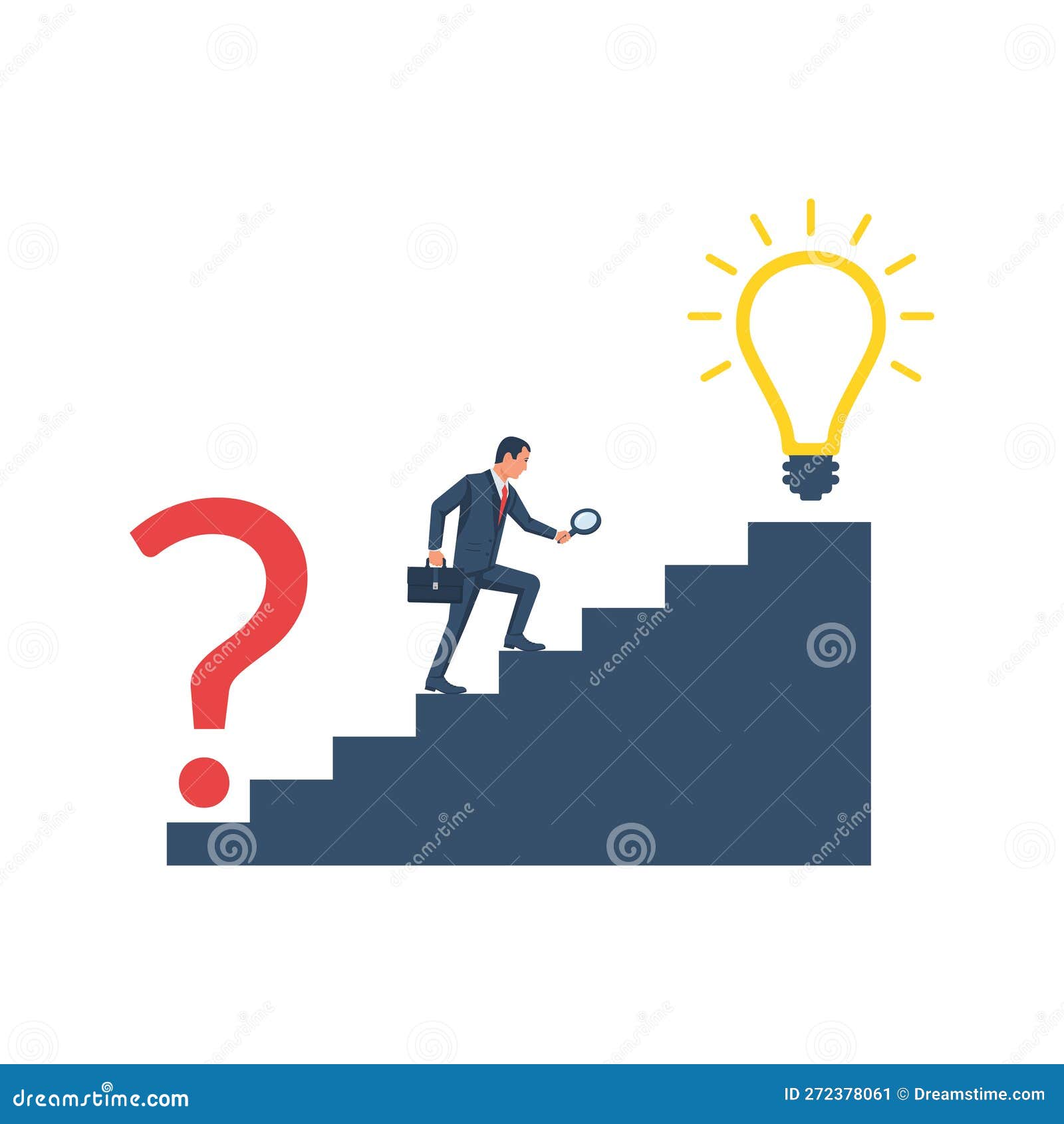 Path from a Question To an Idea. Businessman is Looking for a Solution ...