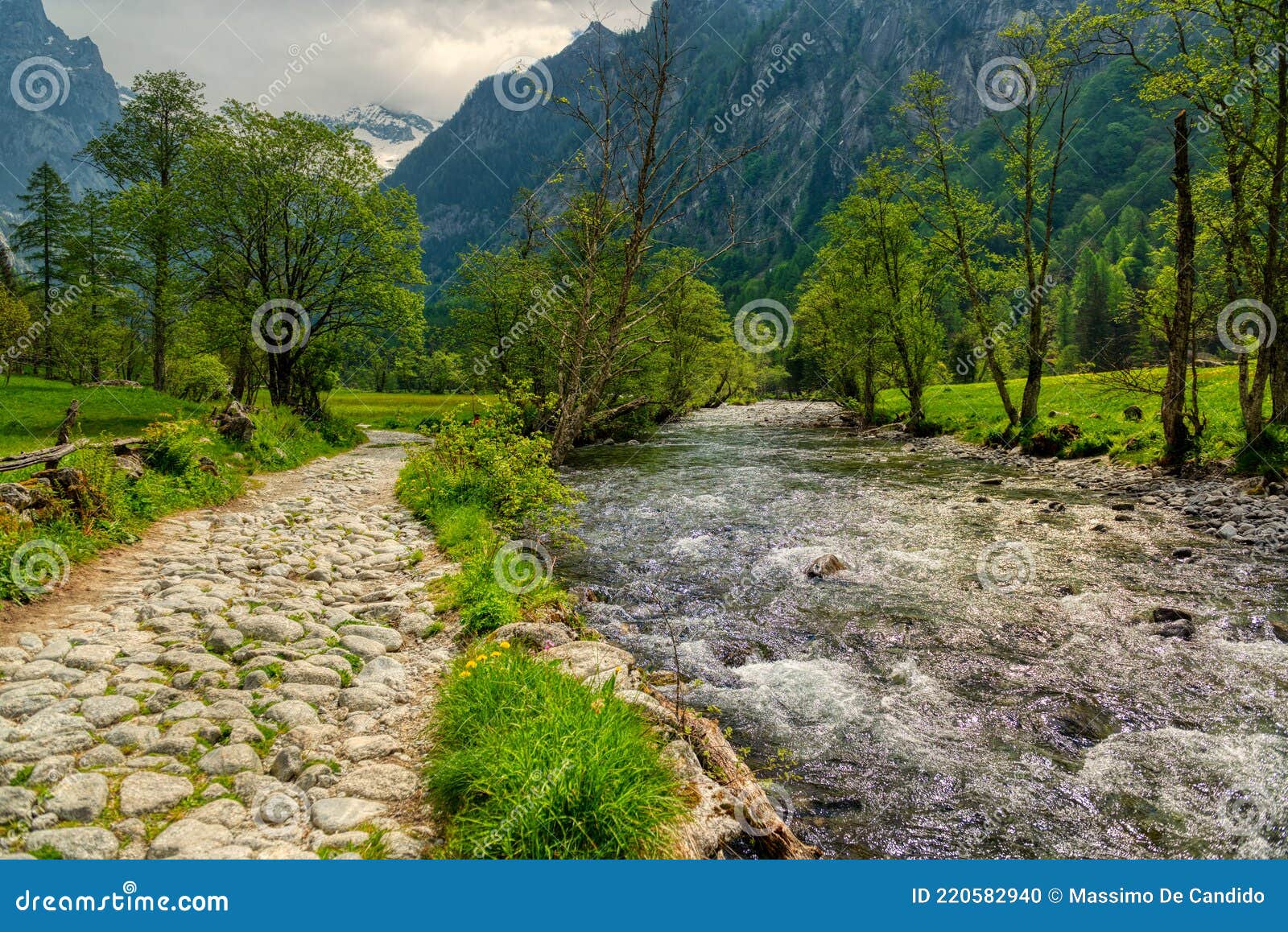 Path and River through the Valley Stock Photo - Image of mello, river ...