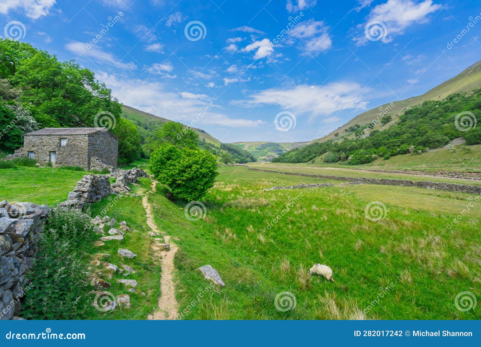 Sone Walls and Barns, Swaledale Scenery, Yorkshire Dales National Park ...