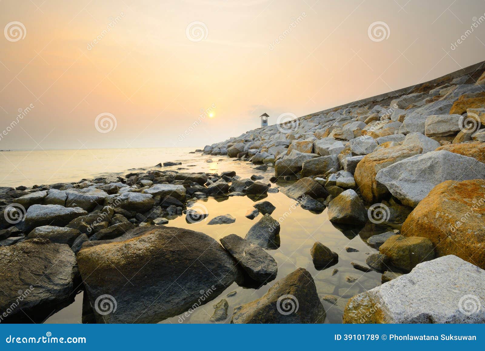 Path on the Rock Beach at Sunrise Stock Image - Image of area, bright ...