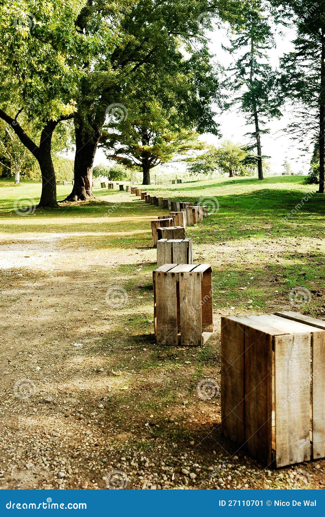 Path Row of Wooden Crates stock image. Image of wood - 27110701
