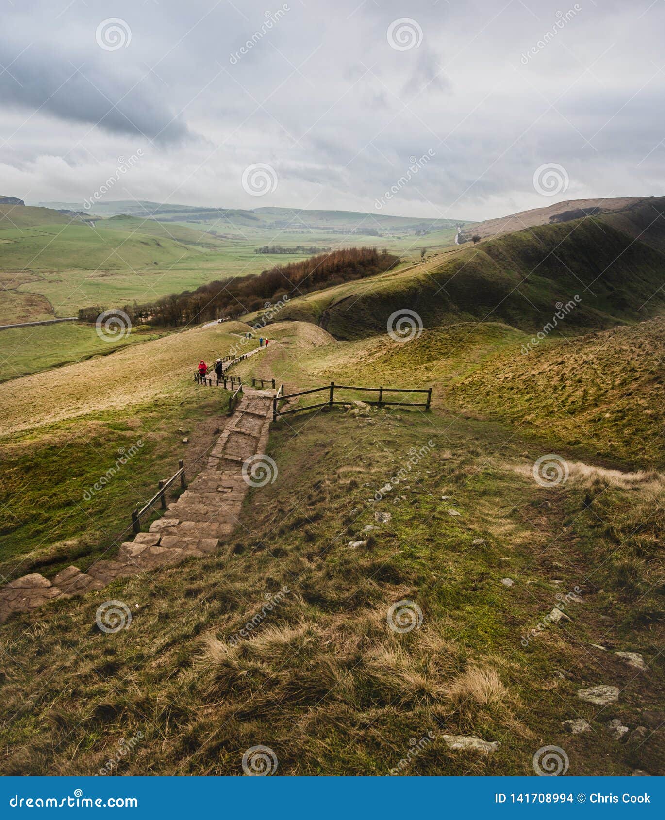 A Path Runs through the Peak District from Mam Tor on a Windy Winters ...