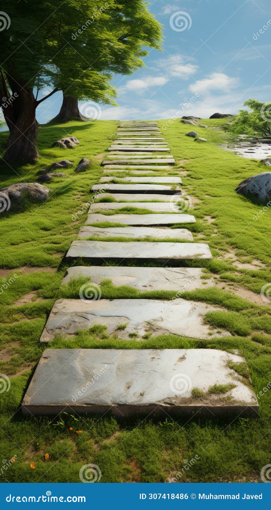 Path of Serenity a Walkway Surrounded by Lush Green Grass Stock ...