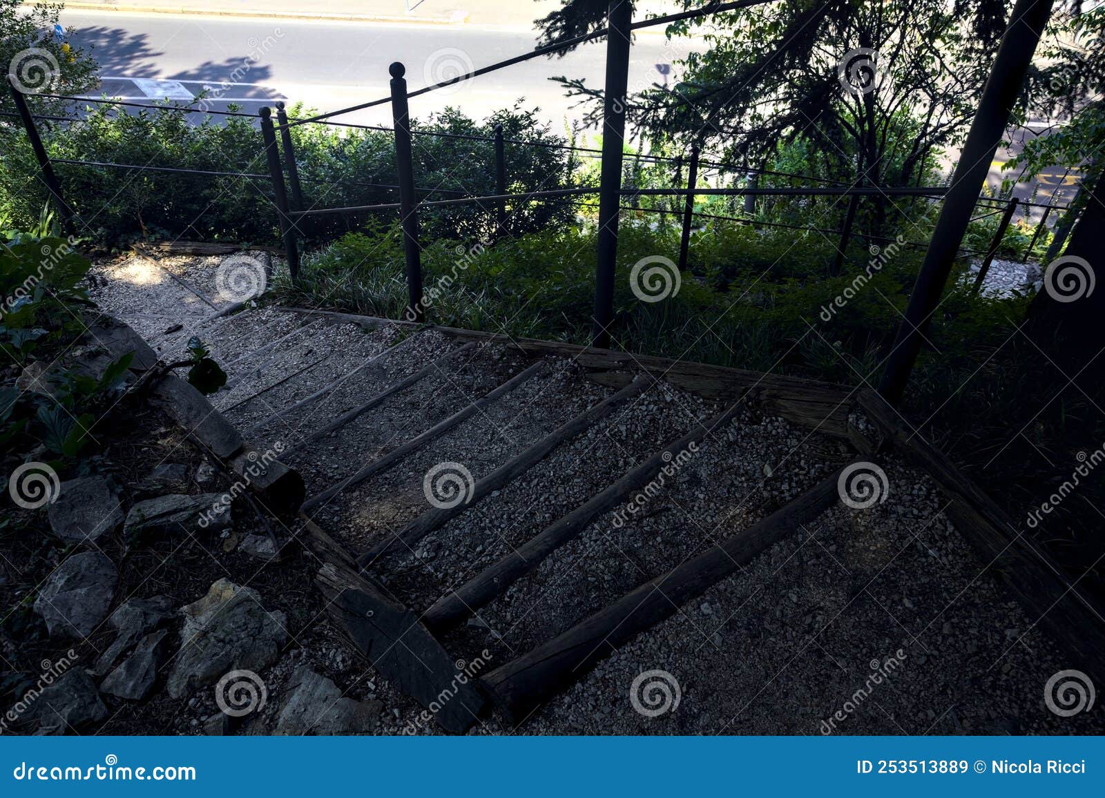 Path Shaped As a Staircase in the Shade Stock Image - Image of leaves ...