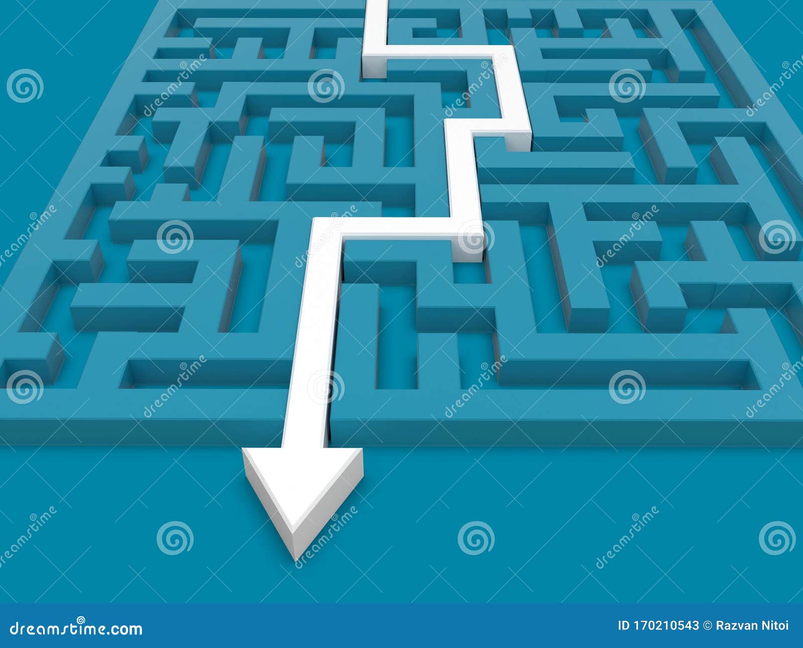 Path Showing the Direction Out of a Blue Maze Stock Illustration ...