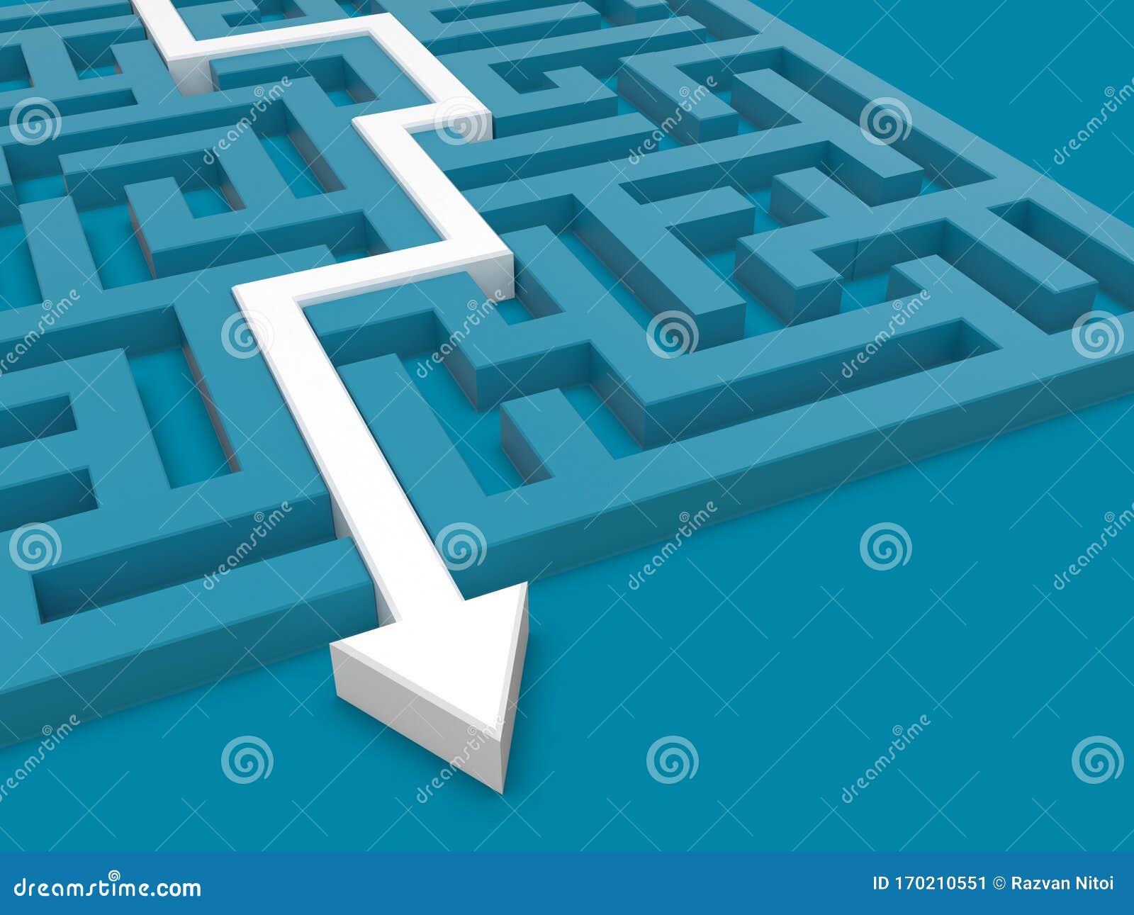 Path Showing the Direction Out of a Blue Maze Stock Illustration ...