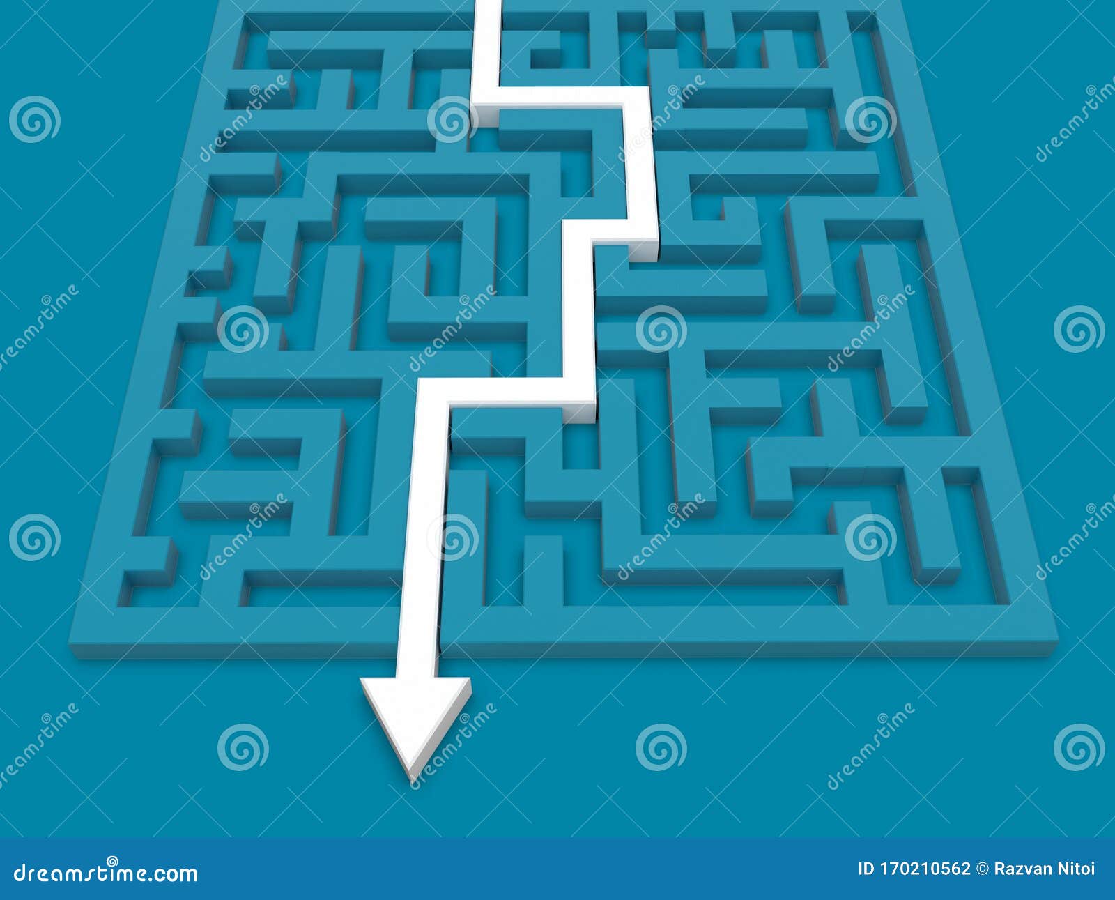 Path Showing the Direction Out of a Blue Maze Stock Illustration ...