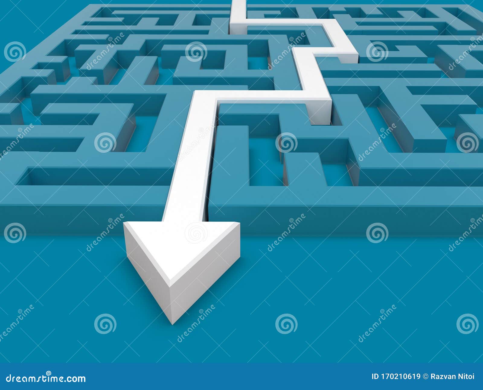 Path Showing the Direction Out of a Blue Maze Stock Illustration ...