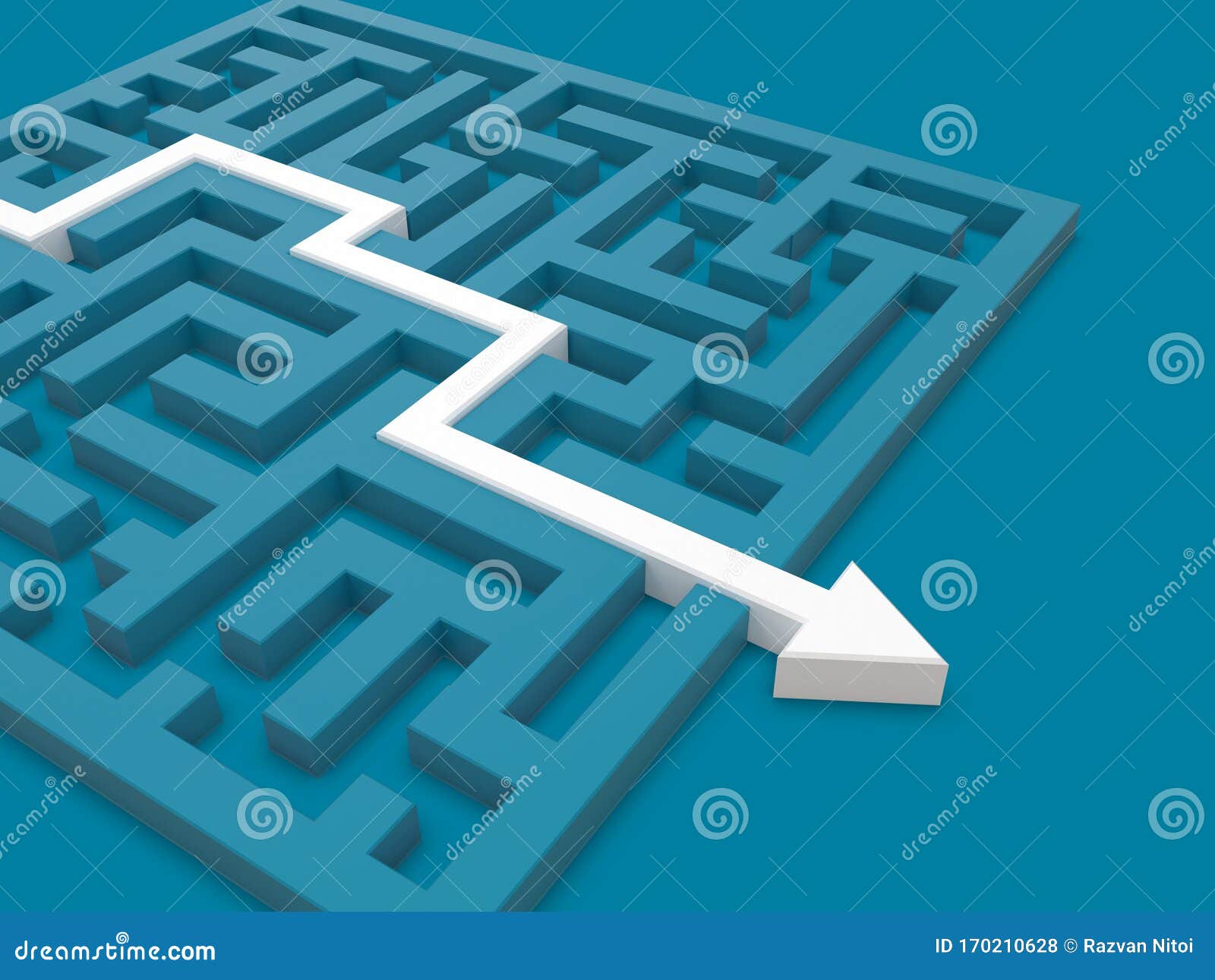 Path Showing the Direction Out of a Blue Maze Stock Illustration ...
