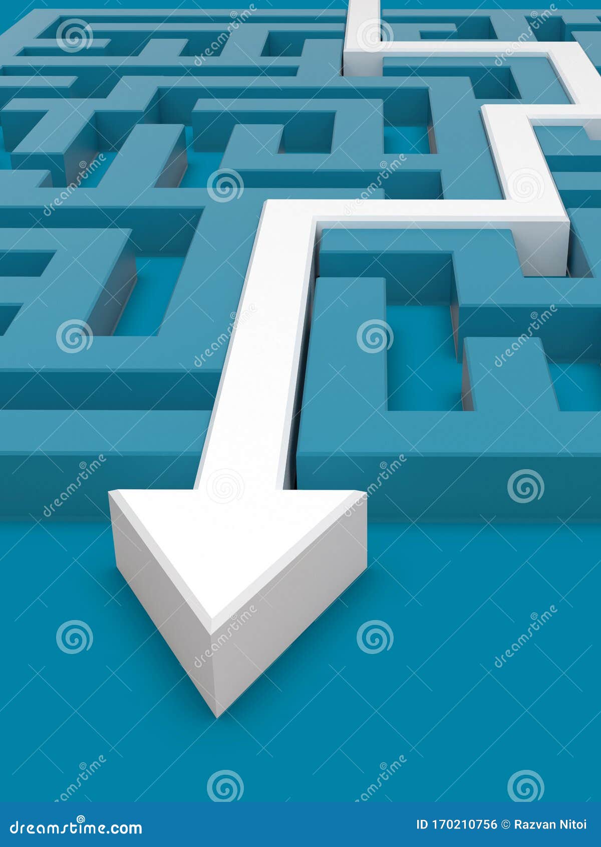Path Showing the Direction Out of a Blue Maze Stock Illustration ...