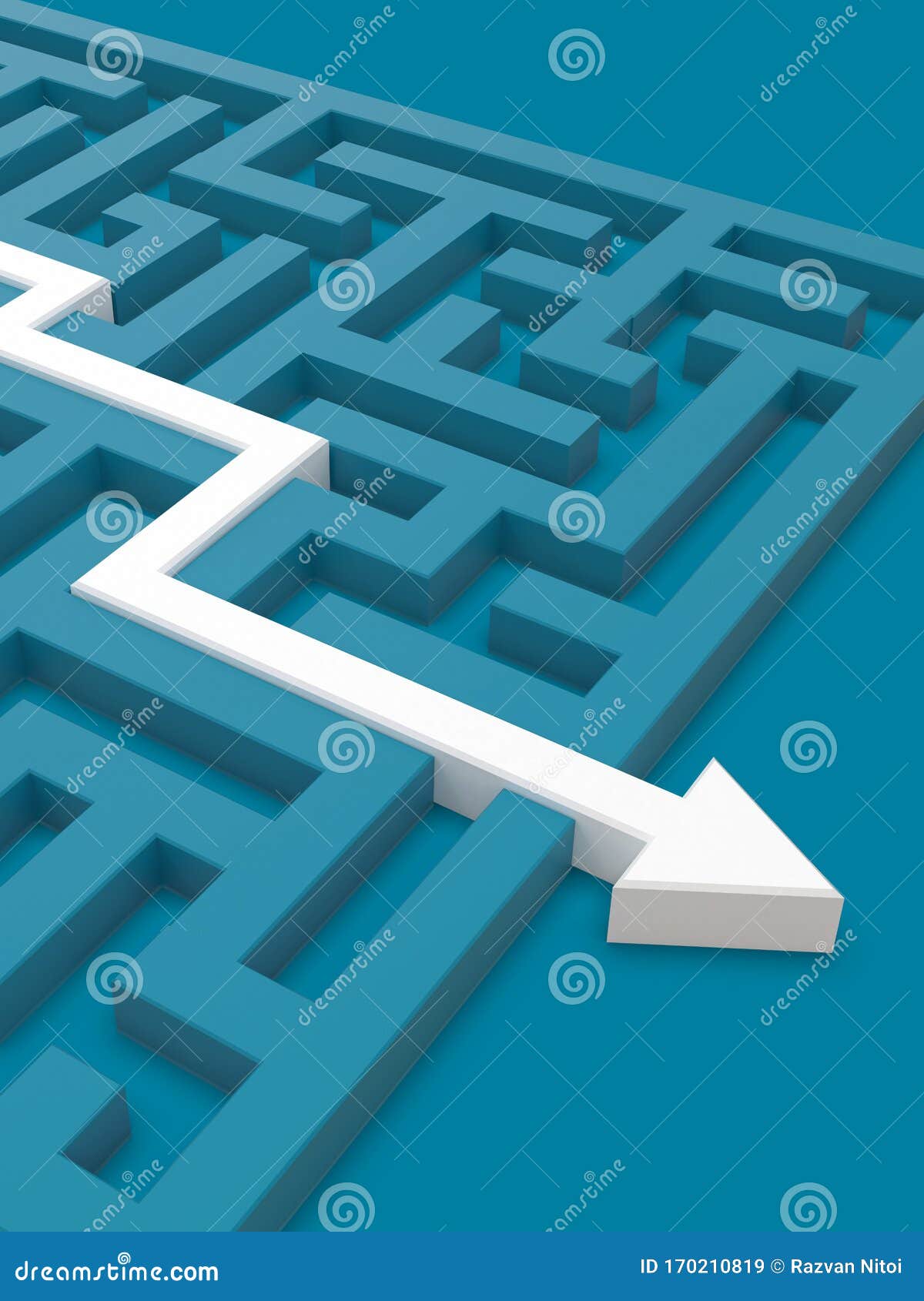 Path Showing the Direction Out of a Blue Maze Stock Illustration ...