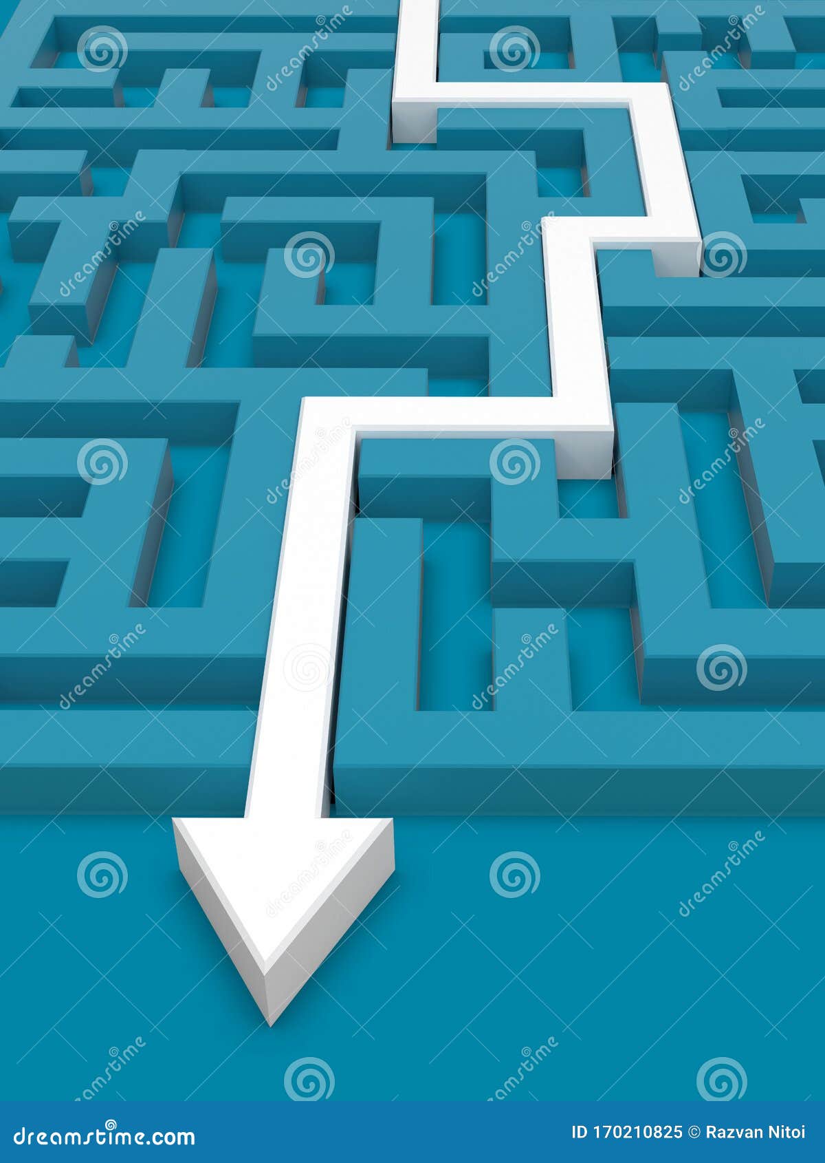 Path Showing the Direction Out of a Blue Maze Stock Illustration ...