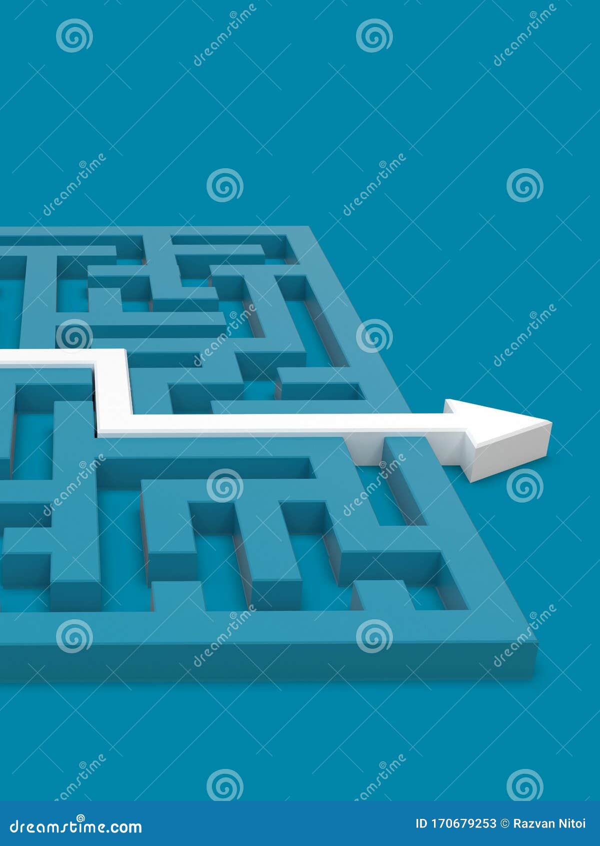 Path Showing the Direction Out of a Blue Maze Stock Illustration ...