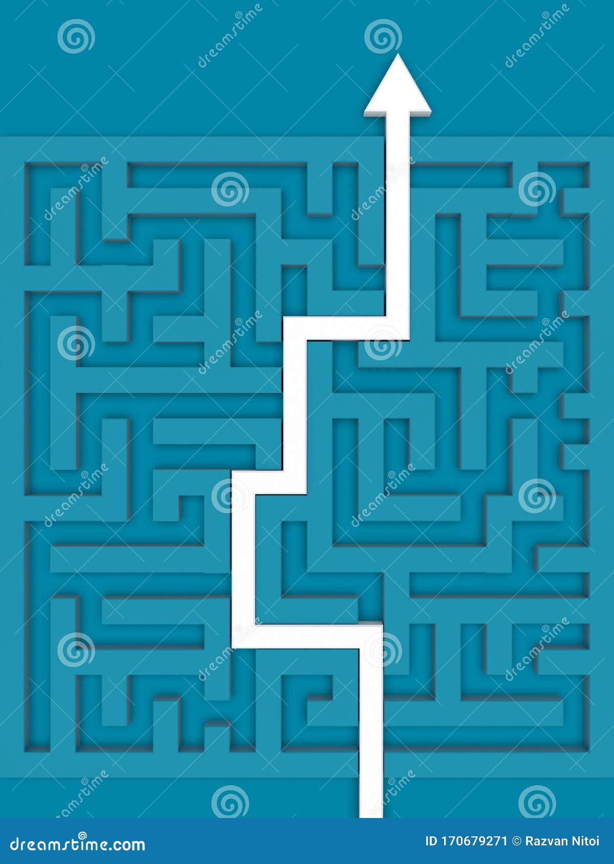 Path Showing the Direction Out of a Blue Maze Stock Illustration ...