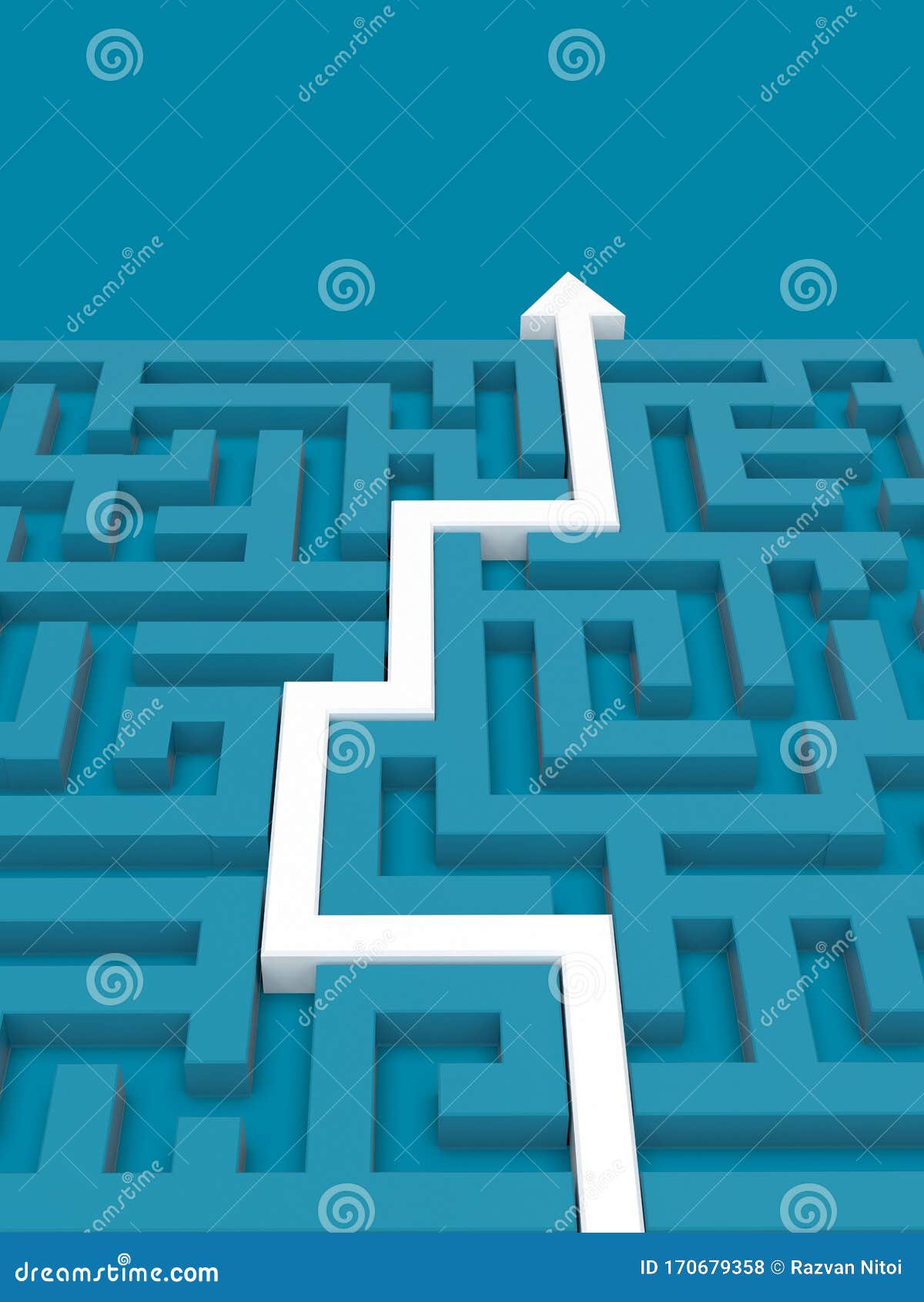 Path Showing the Direction Out of a Blue Maze Stock Illustration ...