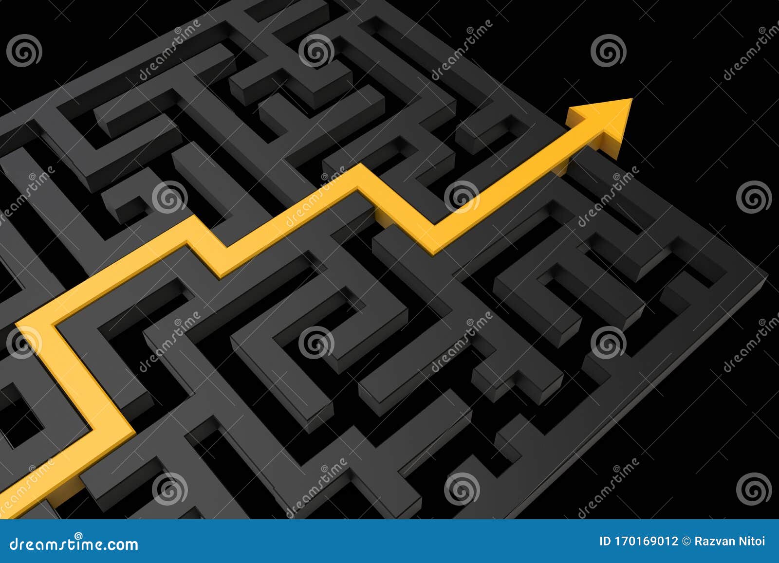 Path Showing the Direction Out of a Dark Labyrinth Stock Illustration ...